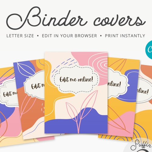 Binder Cover Printable Editable Canva Binder Insert Planner - Etsy