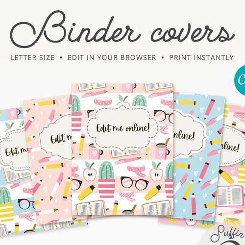 Binder Cover Printable Editable Canva Binder Insert Planner - Etsy