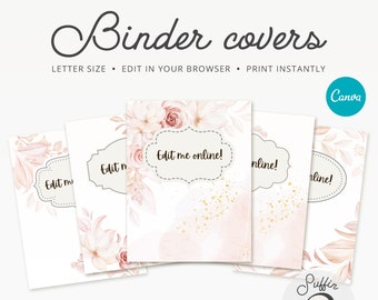 Binder Cover Printable Editable Canva Binder Insert Planner | Etsy