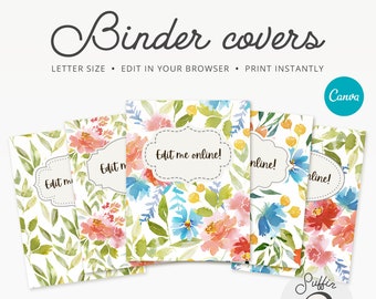 Binder Cover Printable Editable Canva Binder Insert Planner | Etsy