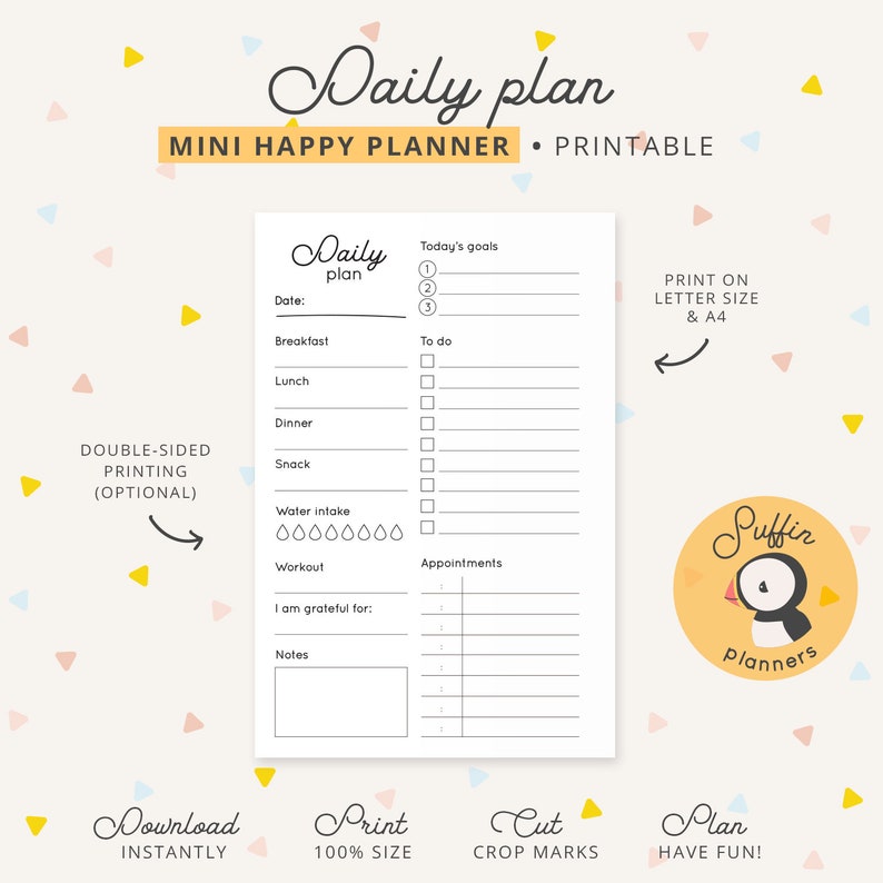 Mini Happy Planner Printable Daily Plan Mini Happy Planner - Etsy
