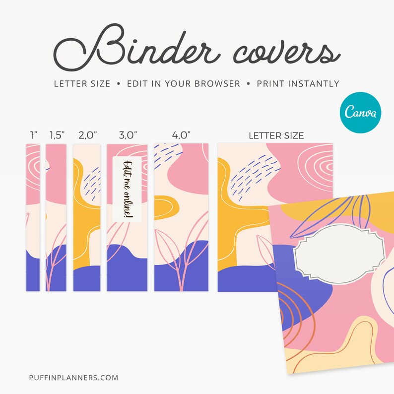 Binder Cover Printable Editable Canva Binder Insert Planner - Etsy