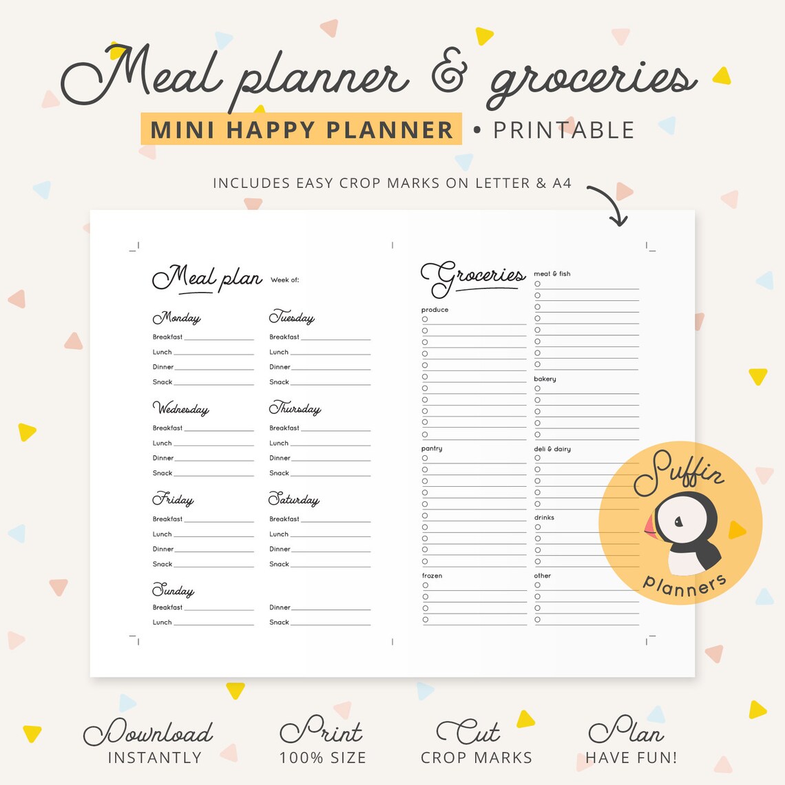 Mini Happy Planner Meal Planning Meal Planner Printable Mini - Etsy