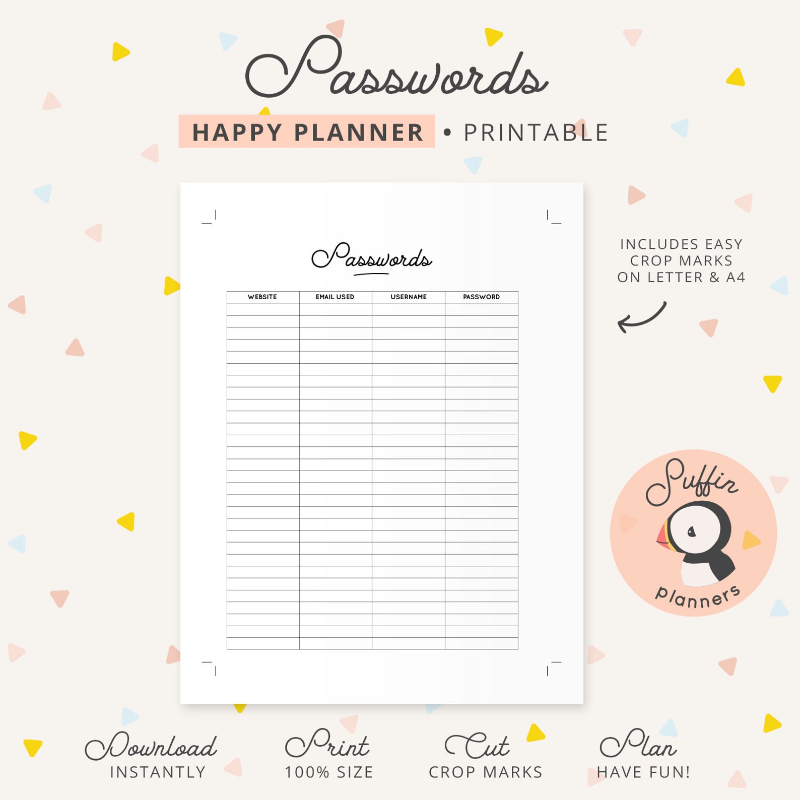 Happy Planner Password Insert Happy Planner Printable - Etsy