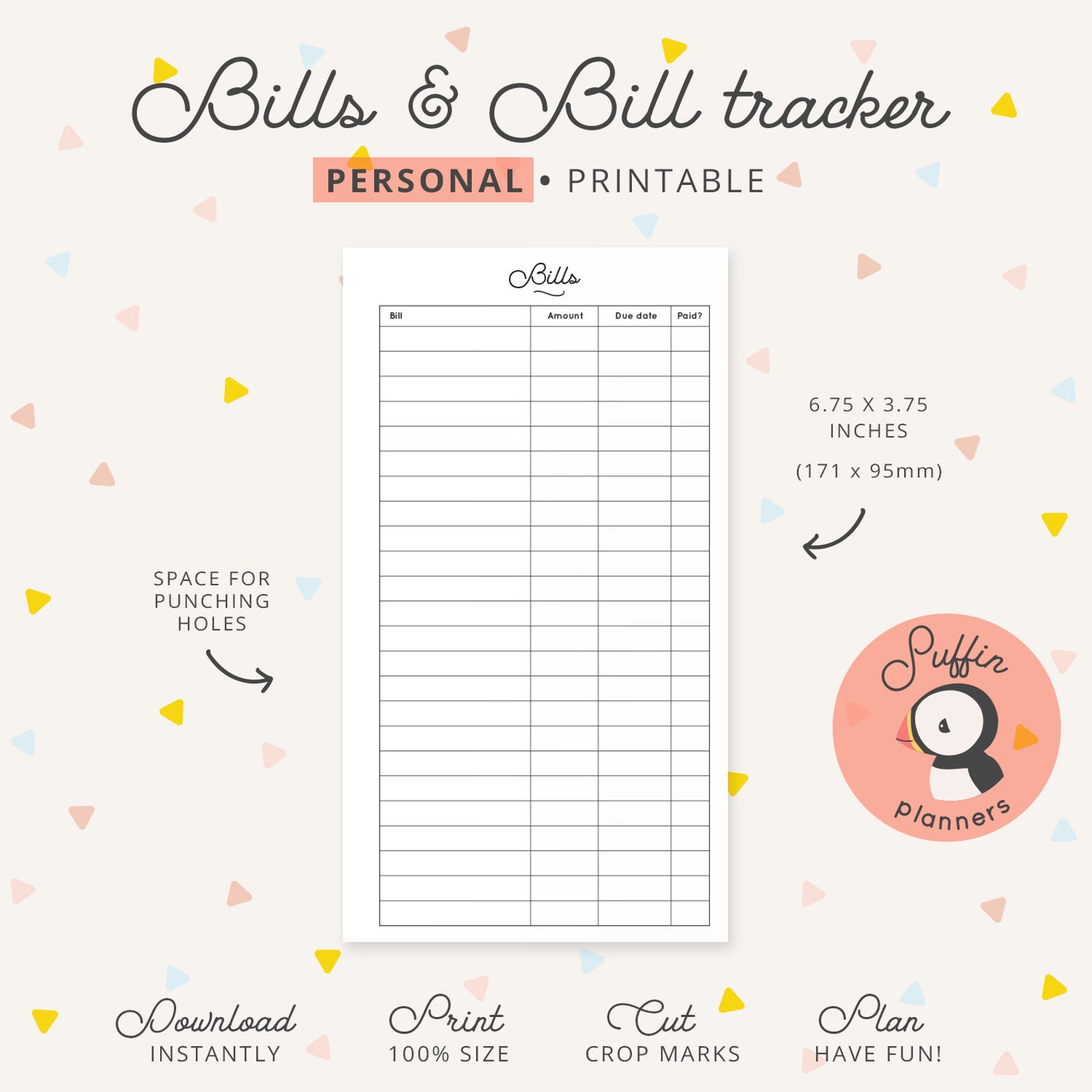 Bills Personal Planner Inserts Bill Pay Checklist Bill | Etsy
