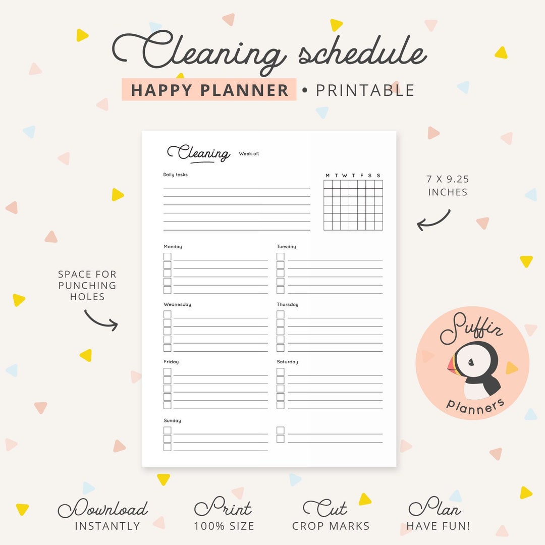Happy Planner Cleaning Schedule Planner Printable, Happy Planner ...
