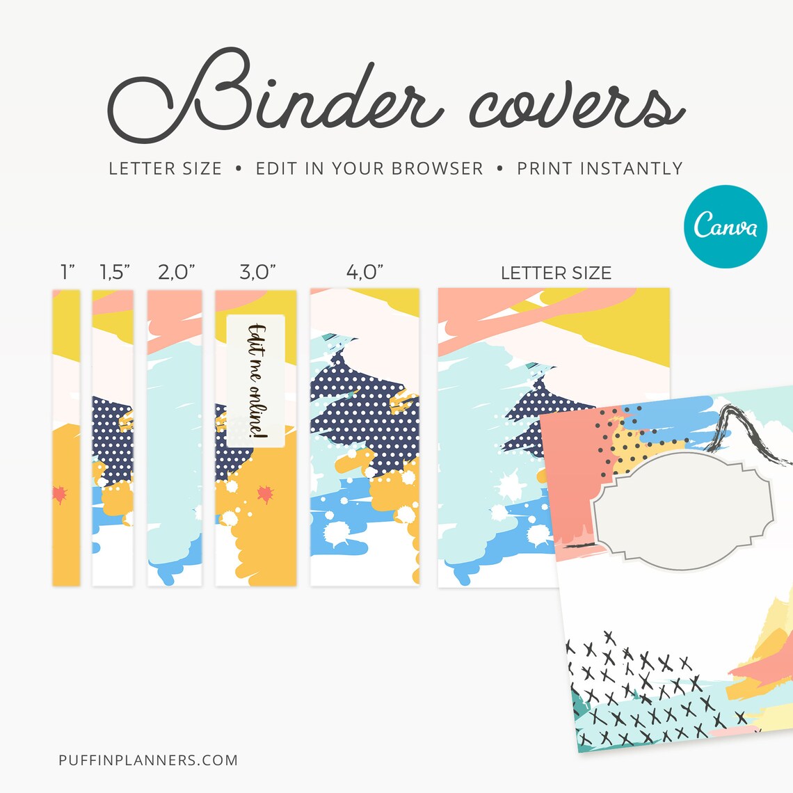 Binder Cover Printable Editable Canva Binder Insert Planner | Etsy