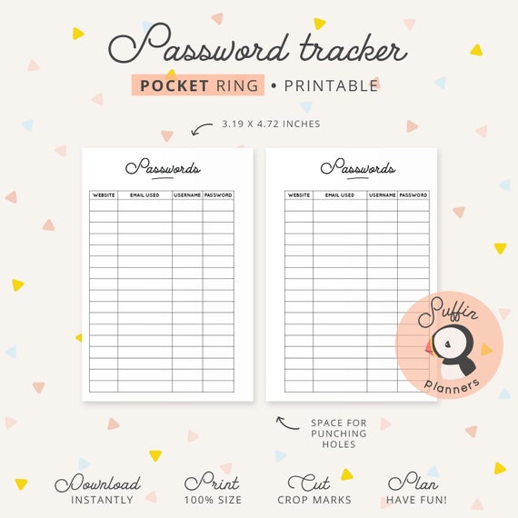 Pocket Ring Printable Pocket Password Printable Pocket | Etsy