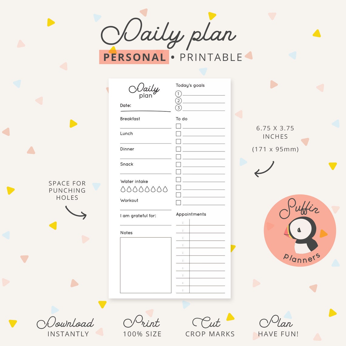 Daily Plan Personal Size Planner Inserts Daily Plan Page Day - Etsy