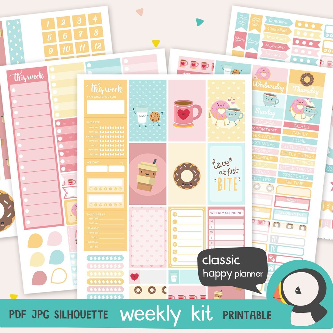 Printable Happy Planner Stickers "coffee & Donuts", PDF, JPG ...