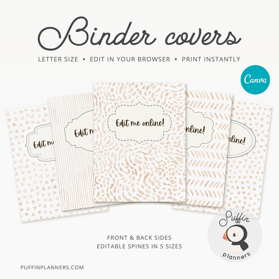 Binder Cover Printable Editable, Canva, Binder Insert, Planner Cover ...
