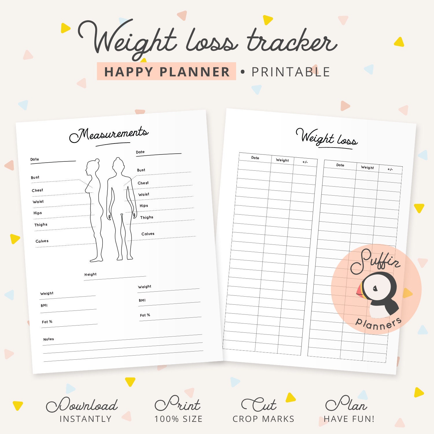 Happy Planner Weight Loss Tracker, Weight Loss Printable Chart for ...