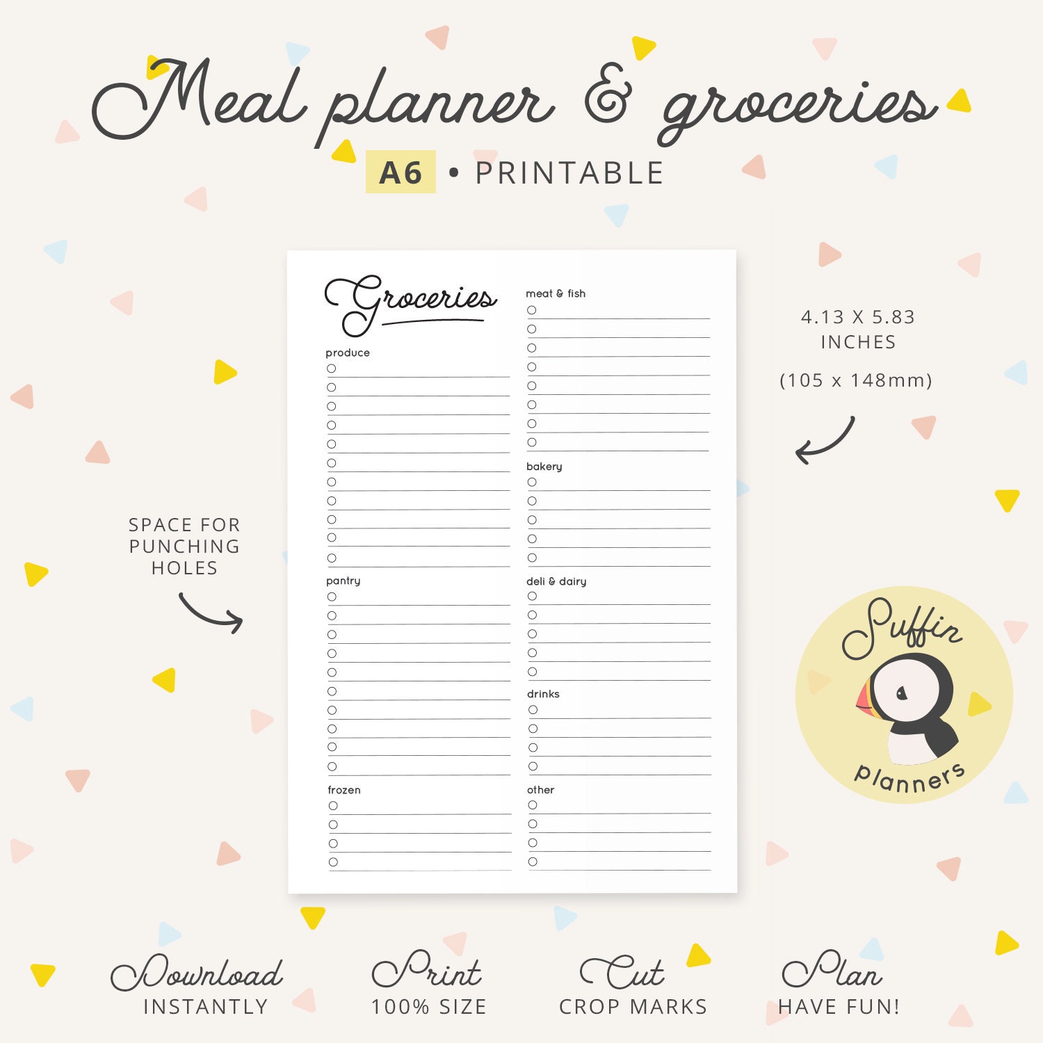 A6 Meal Planner, Meal Plan Printable for A6 Ring Planner, Meal Plan ...