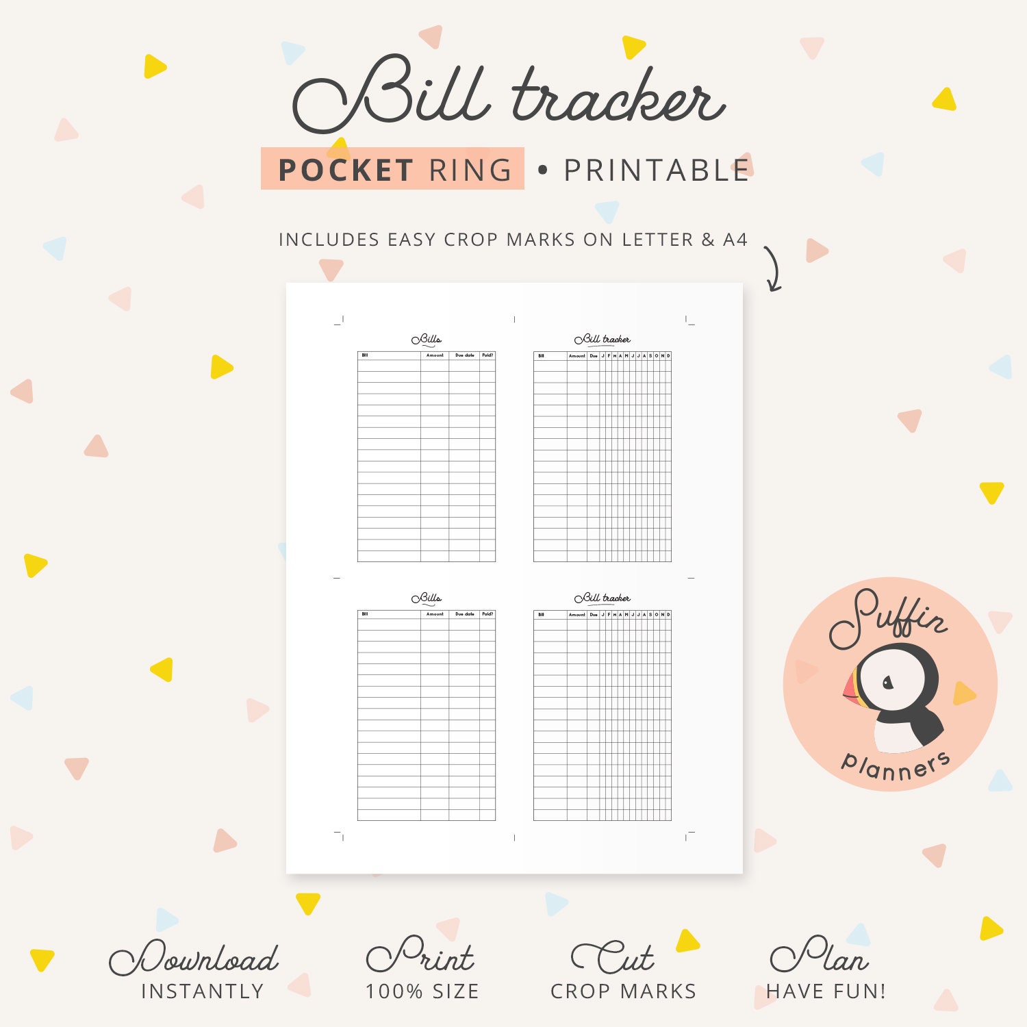 Printable Undated Bill Tracker Planner Insert for A5 Rings or Travelers ...