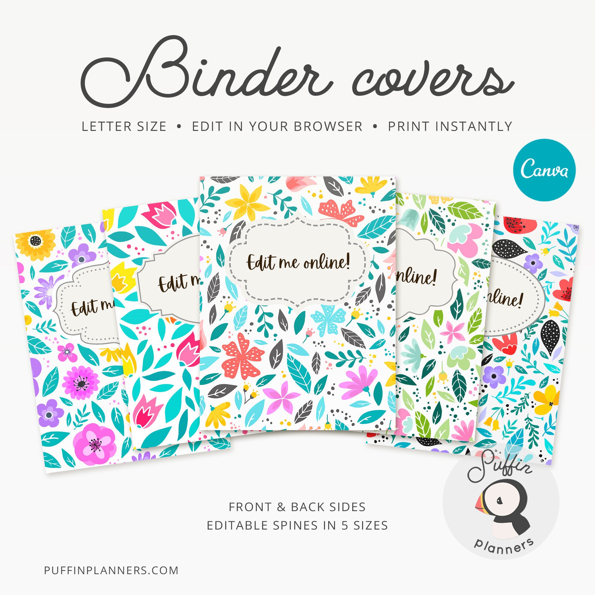 Binder Cover Printable Editable, Canva, Binder Insert, Planner Cover, Teacher Binder, School ...