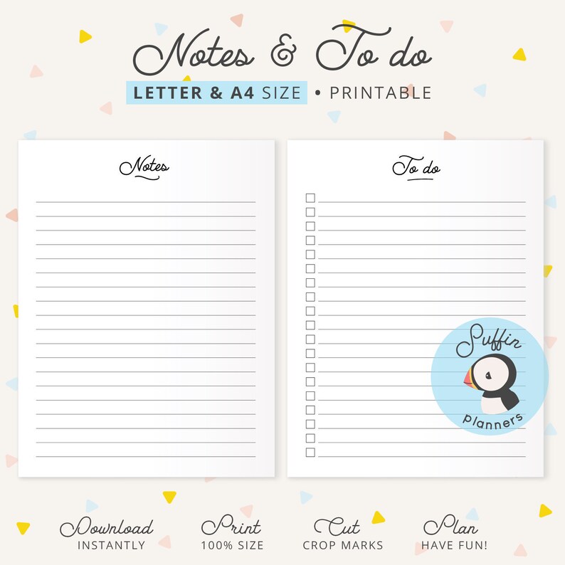 Notes Printable to Do Printable Letter Size A4 Size Binder - Etsy