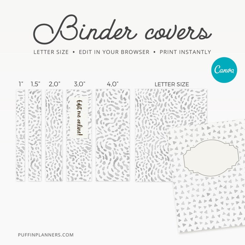 Binder Cover Printable Editable Canva Binder Insert Planner - Etsy