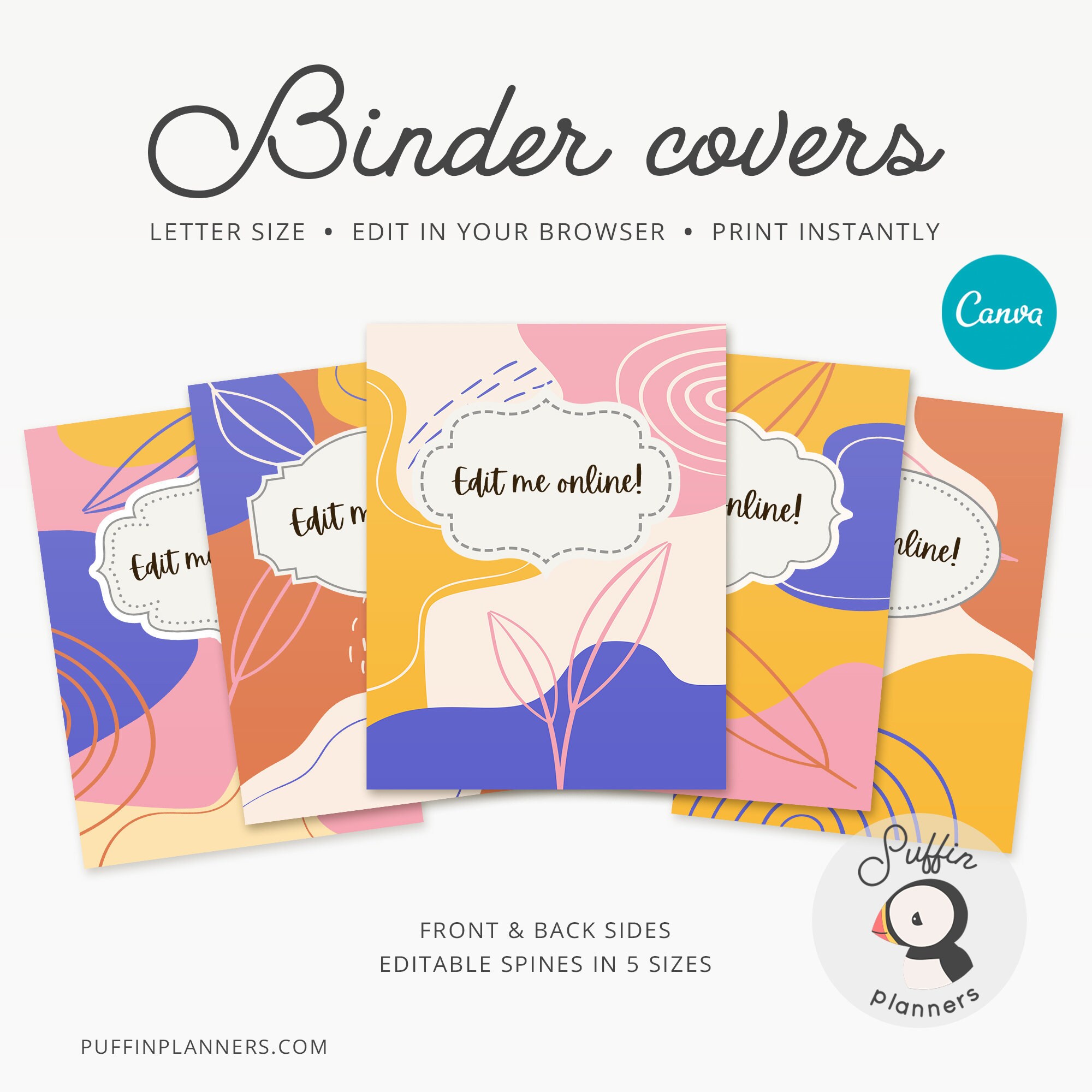 Binder Cover Printable Editable Canva Binder Insert Planner - Etsy