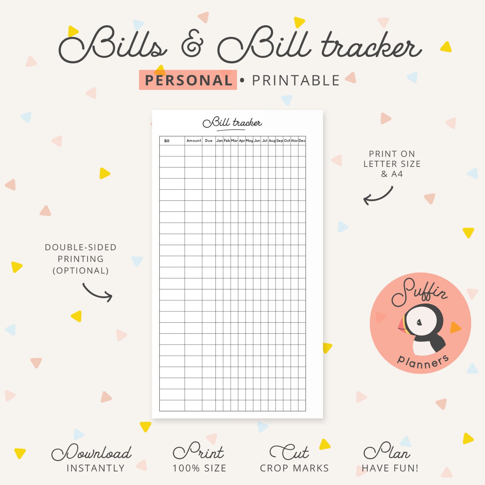 Bills Personal Planner Inserts Bill Pay Checklist Bill | Etsy