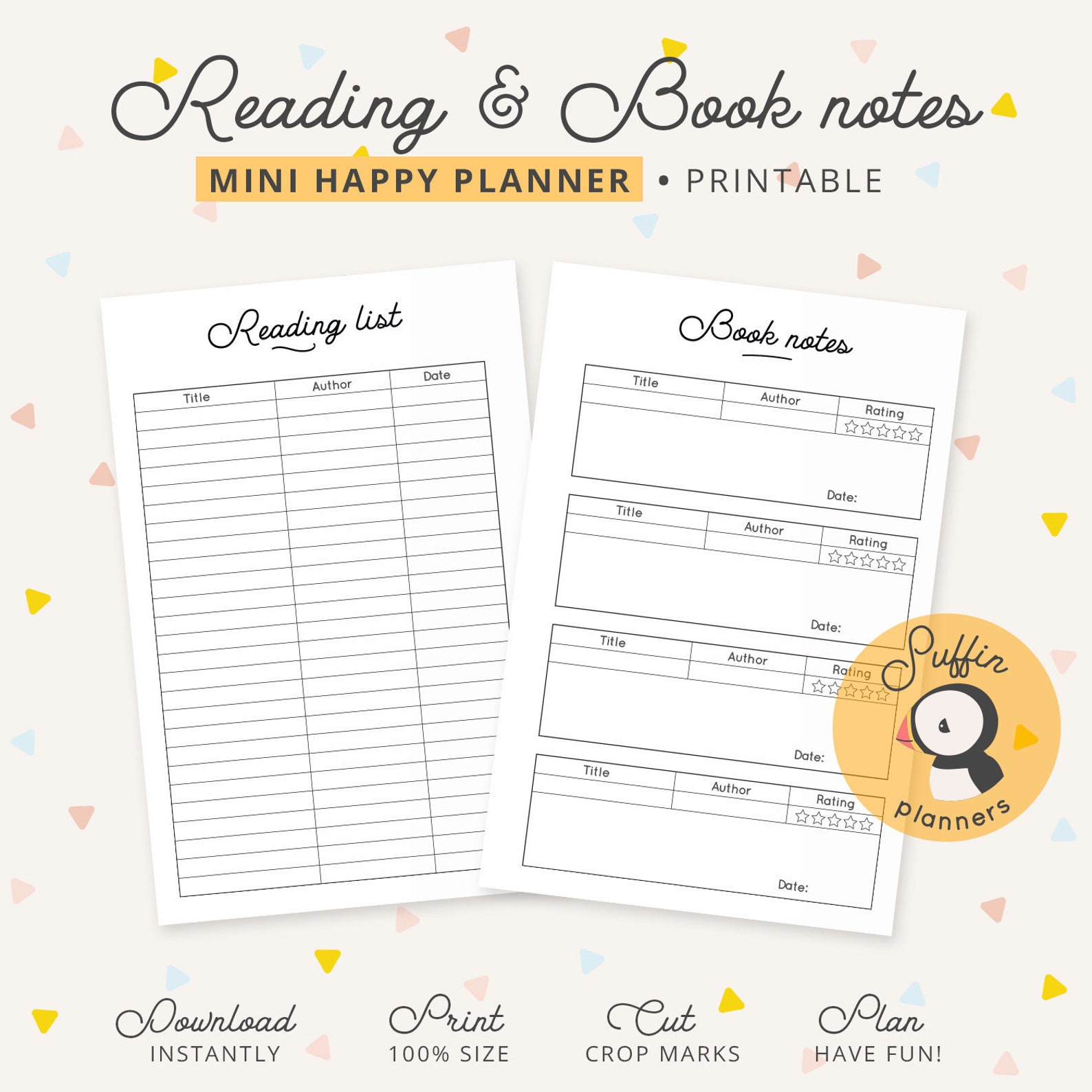 Mini Happy Planner Reading Log Reading List Planner Mini - Etsy
