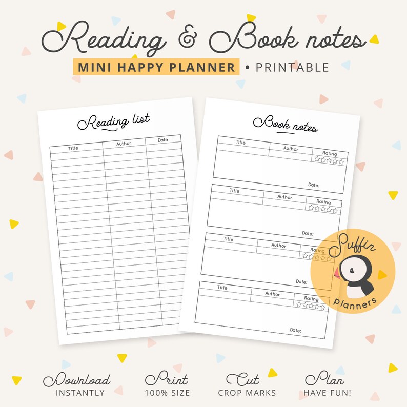 Mini Happy Planner Reading Log Reading List Planner Mini - Etsy