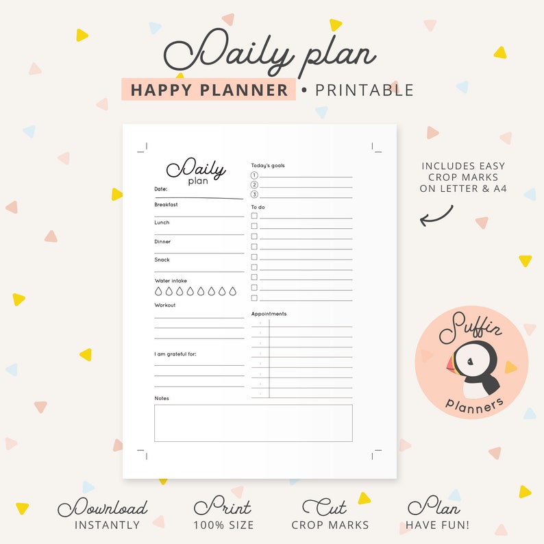 Happy Planner Daily Pages Printable Daily Plan Page Happy Etsy Australia Happy Planner Daily Pages Printable Daily Plan Page Happy Etsy Australia