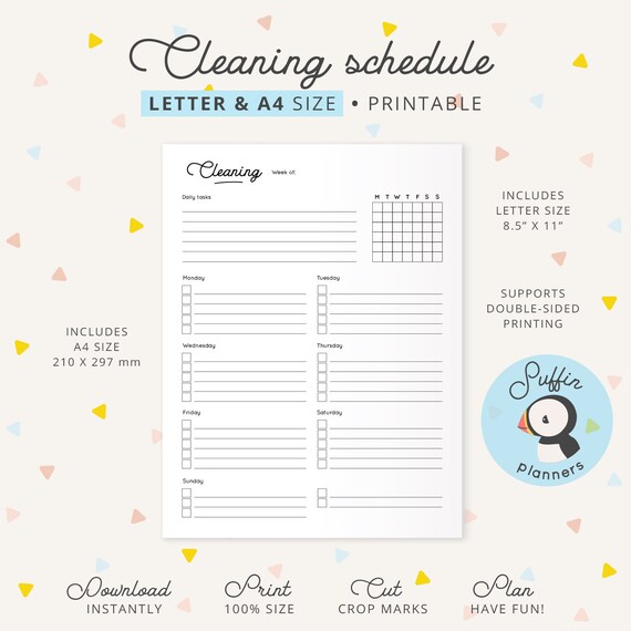 Cleaning Schedule Printable A4 & Letter Binder Printable | Etsy