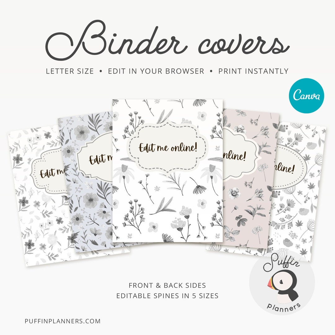 Binder Cover Printable Editable, Canva, Binder Insert, Planner Cover ...