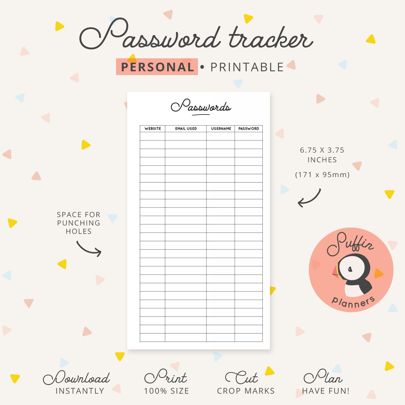 Password Printable for Personal Planner Password Log | Etsy