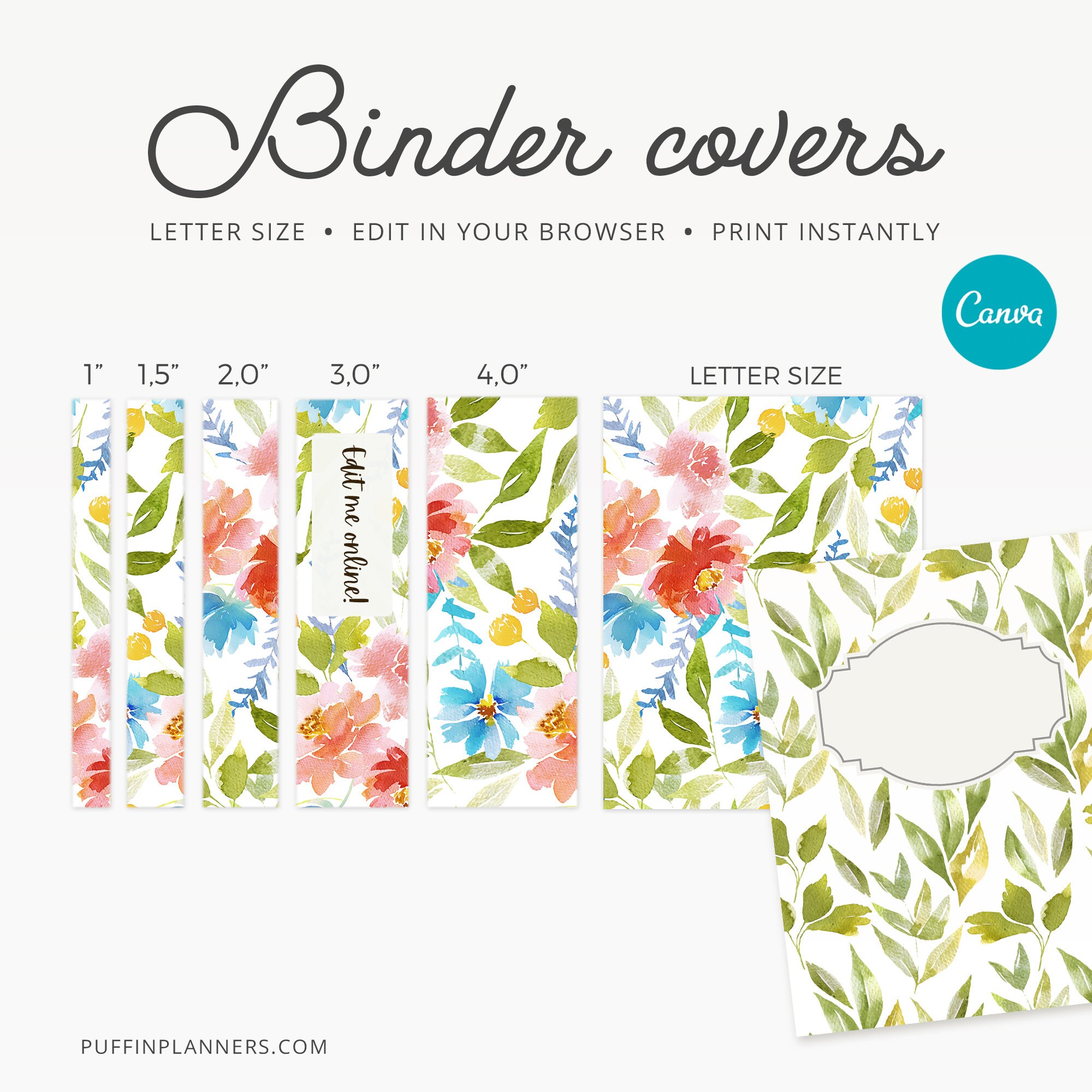 Binder Cover Printable Editable, Canva, Binder Insert, Planner Cover ...