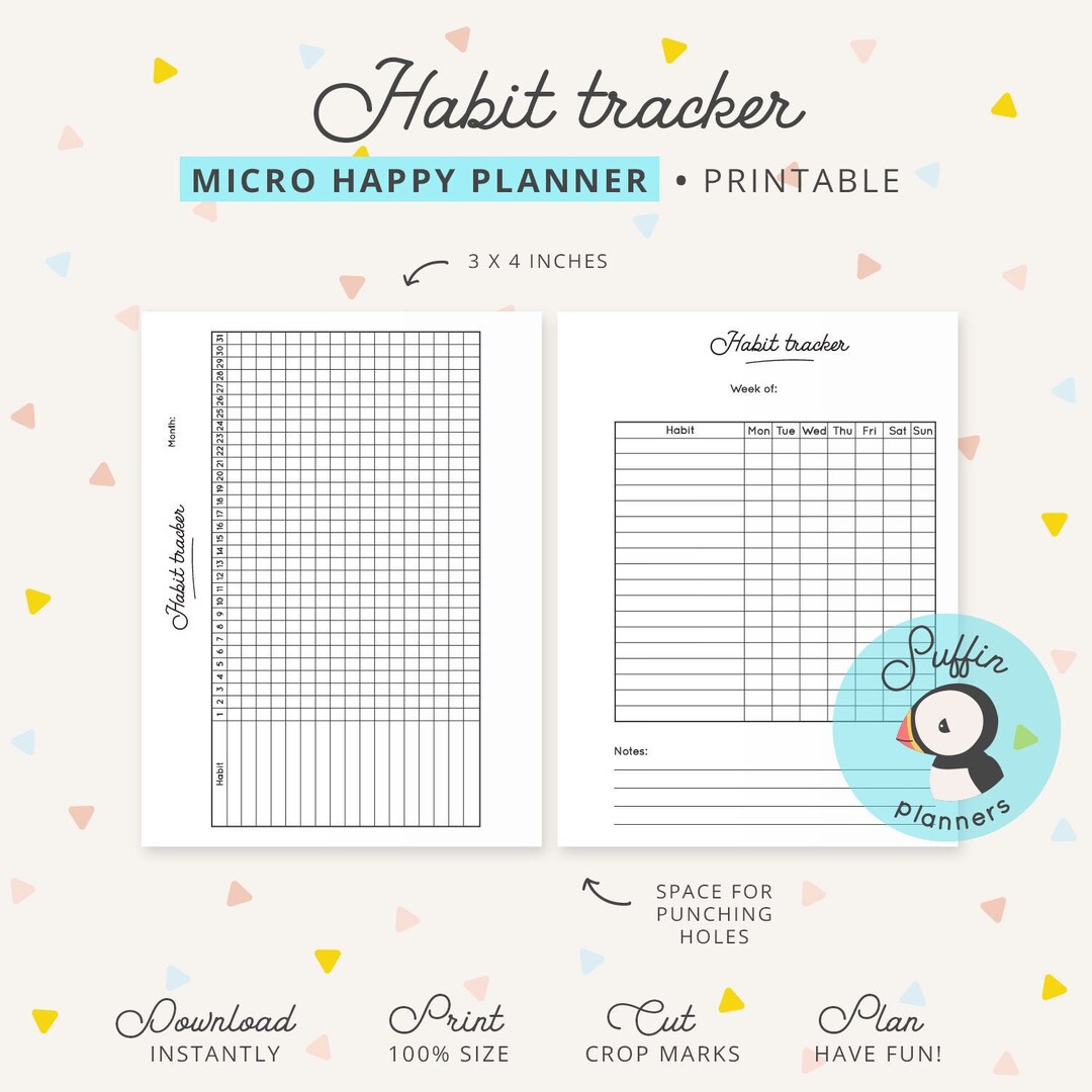 Micro Happy Planner Habit Tracker, Habit Tracker Printable, Habit ...