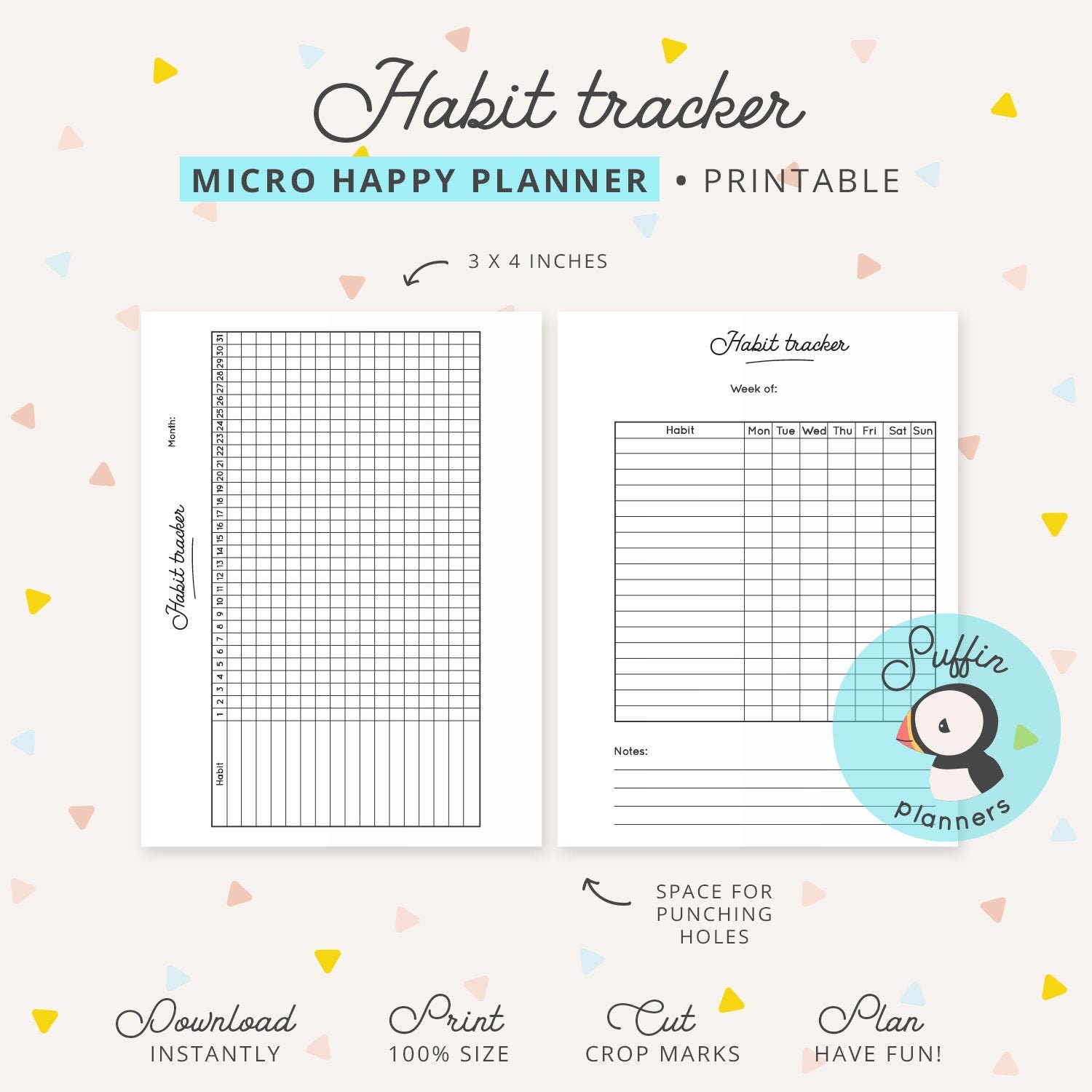 Micro Happy Planner Habit Tracker, Habit Tracker Printable, Habit ...