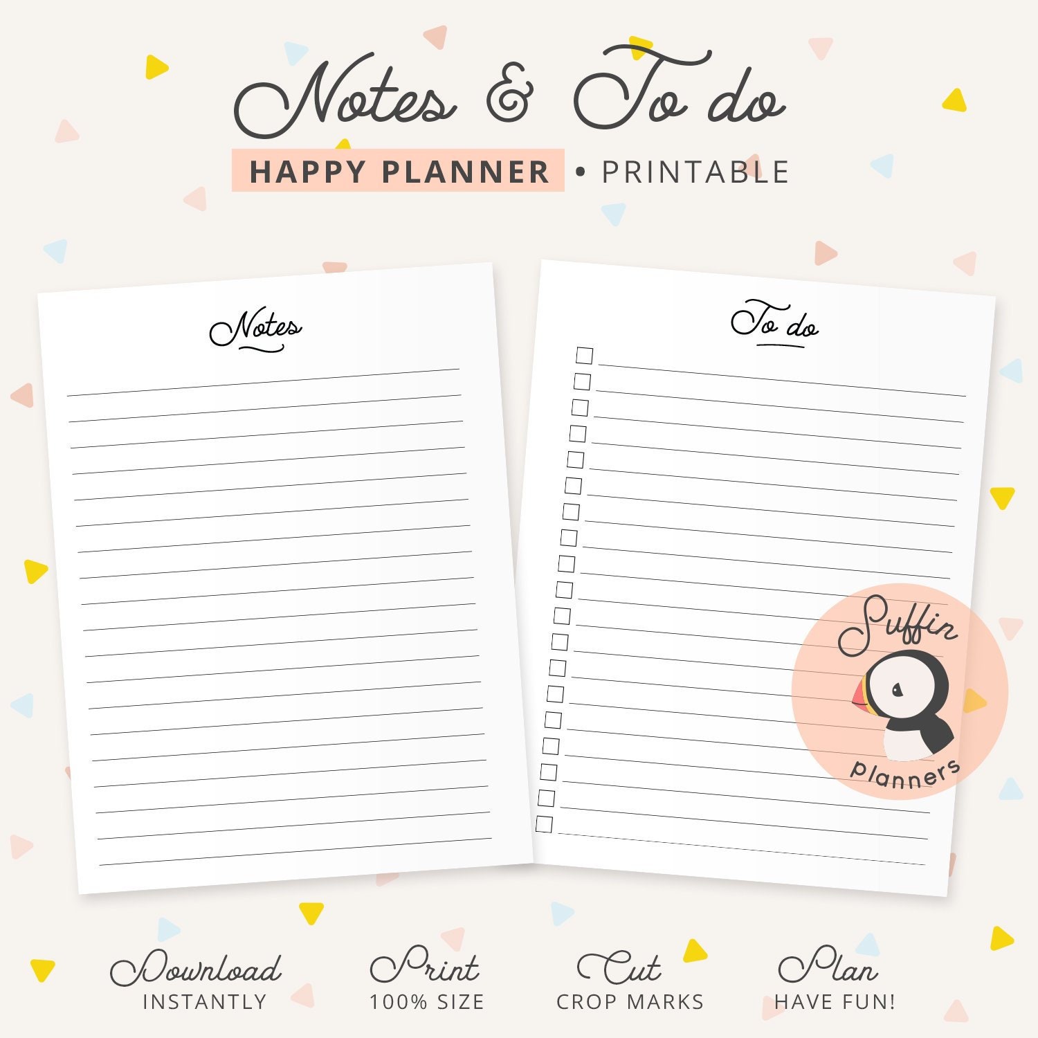 Happy Planner Printable, Notes Printable, Happy Planner Inserts, to Do ...