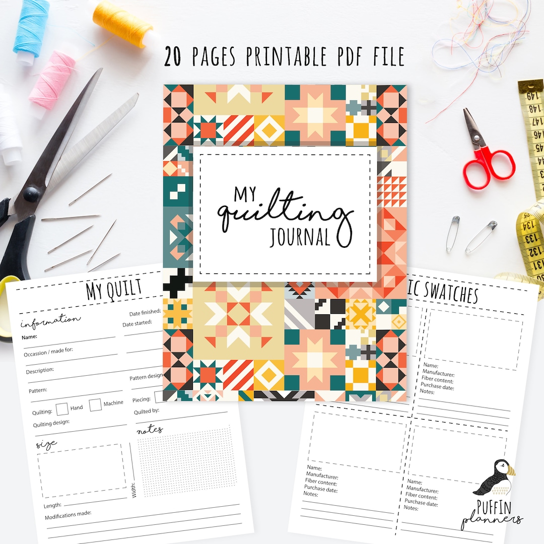 Quilting Journal Printable - Letter Size - 20 Pages - Quilting Planner ...