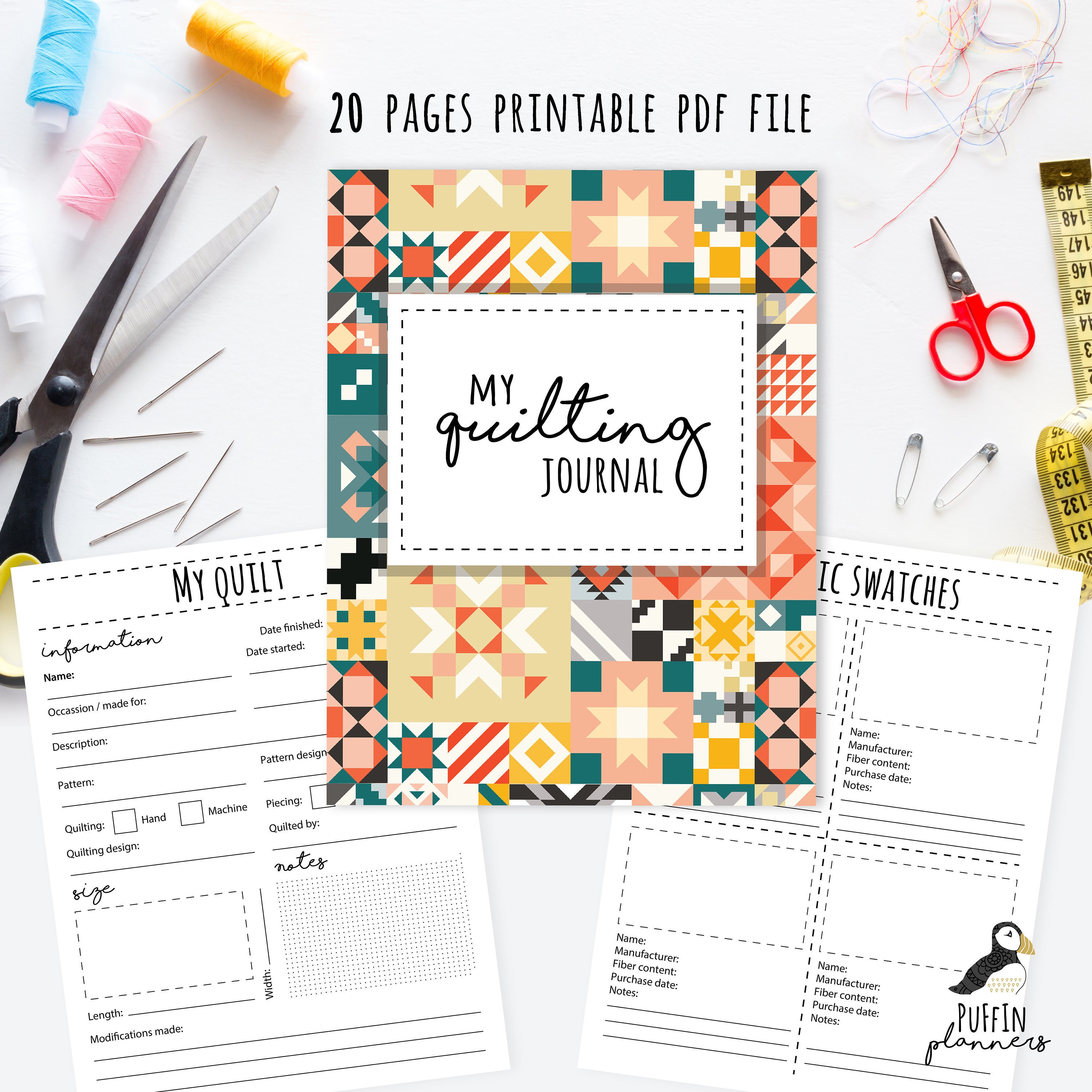 Quilting Journal Printable Letter Size 20 Pages Quilting - Etsy