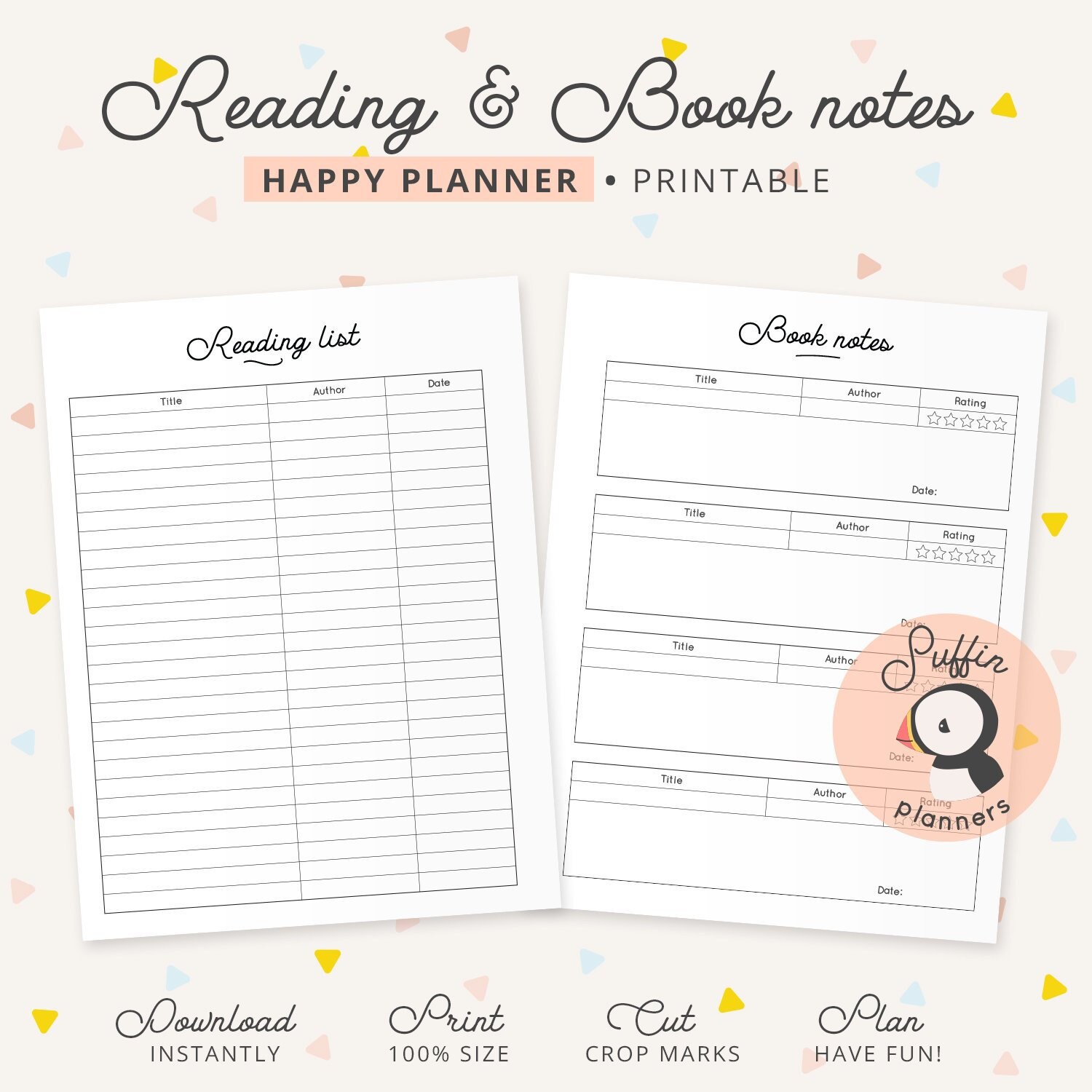 Happy Planner Reading Log, Reading List Planner, Happy Planner Inserts ...