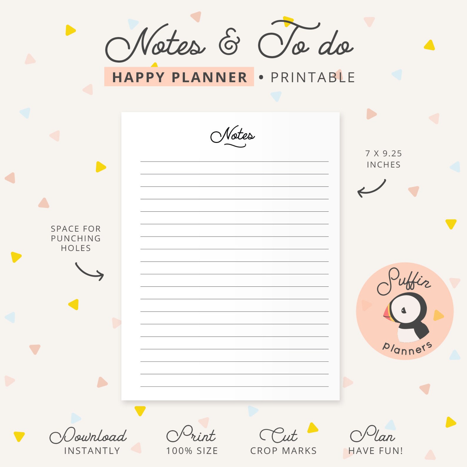 Happy Planner Printable, Notes Printable, Happy Planner Inserts, to Do ...