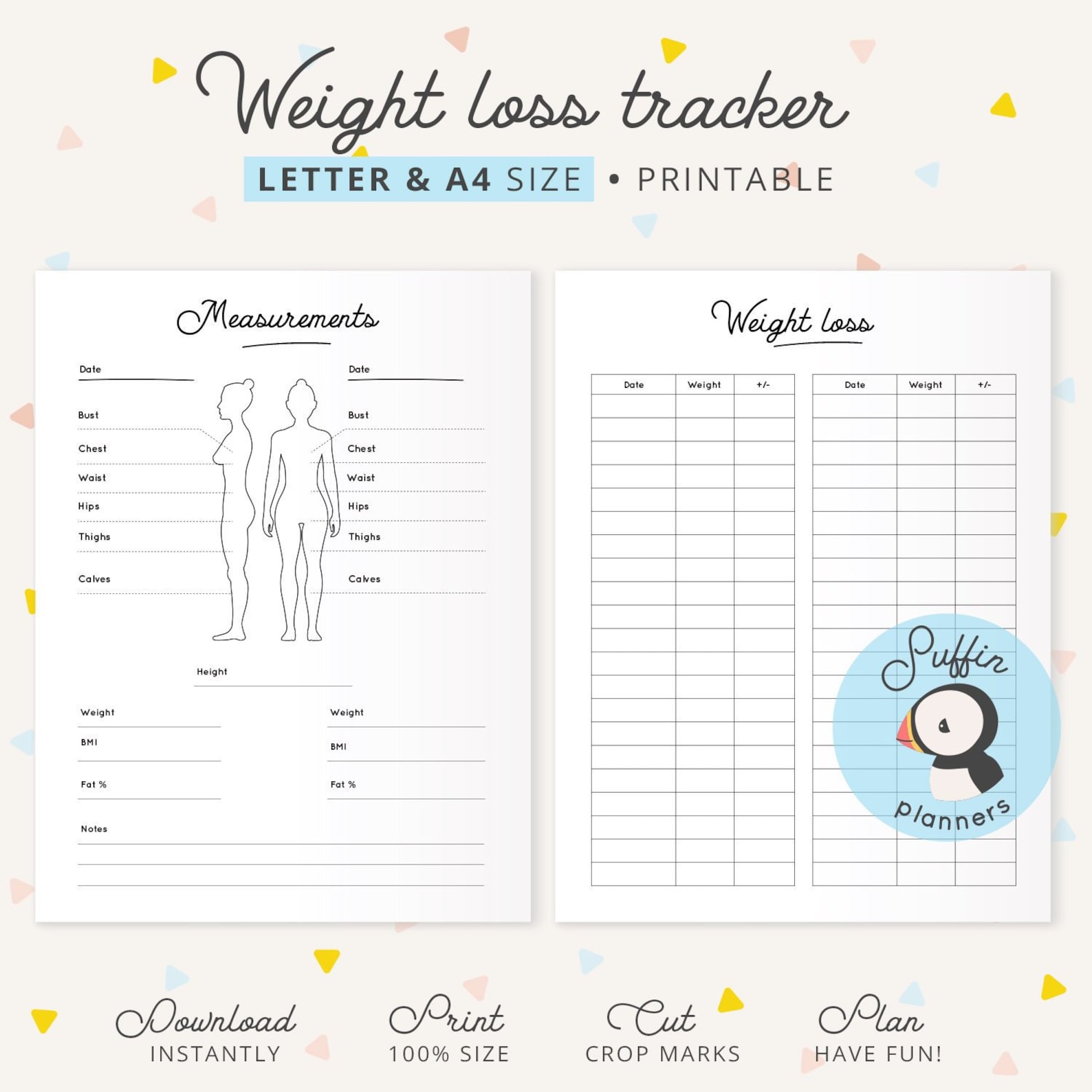 Weight Loss Tracker Printable, A4 & Letter Size, Weight Tracker ...