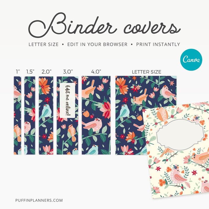 Binder Cover Printable Editable Canva Binder Insert Planner - Etsy