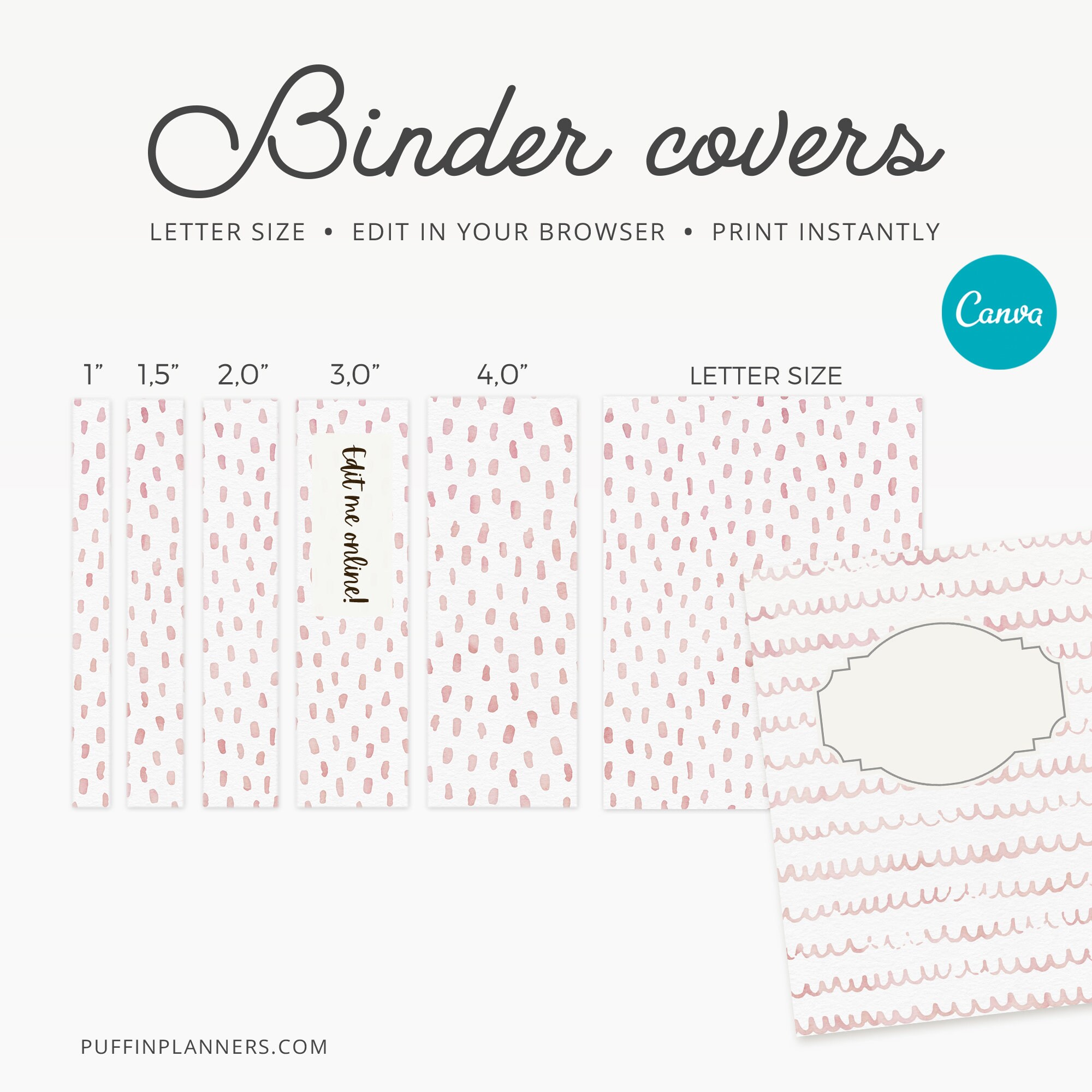 Binder Cover Printable Editable, Canva, Binder Insert, Planner Cover ...