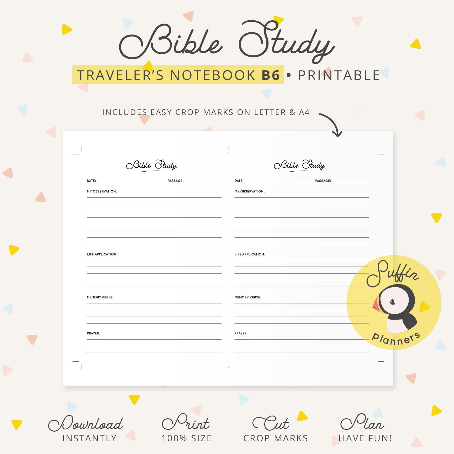 Travelers Notebook B6 Printables B6 Printable Bible Study Tn - Etsy