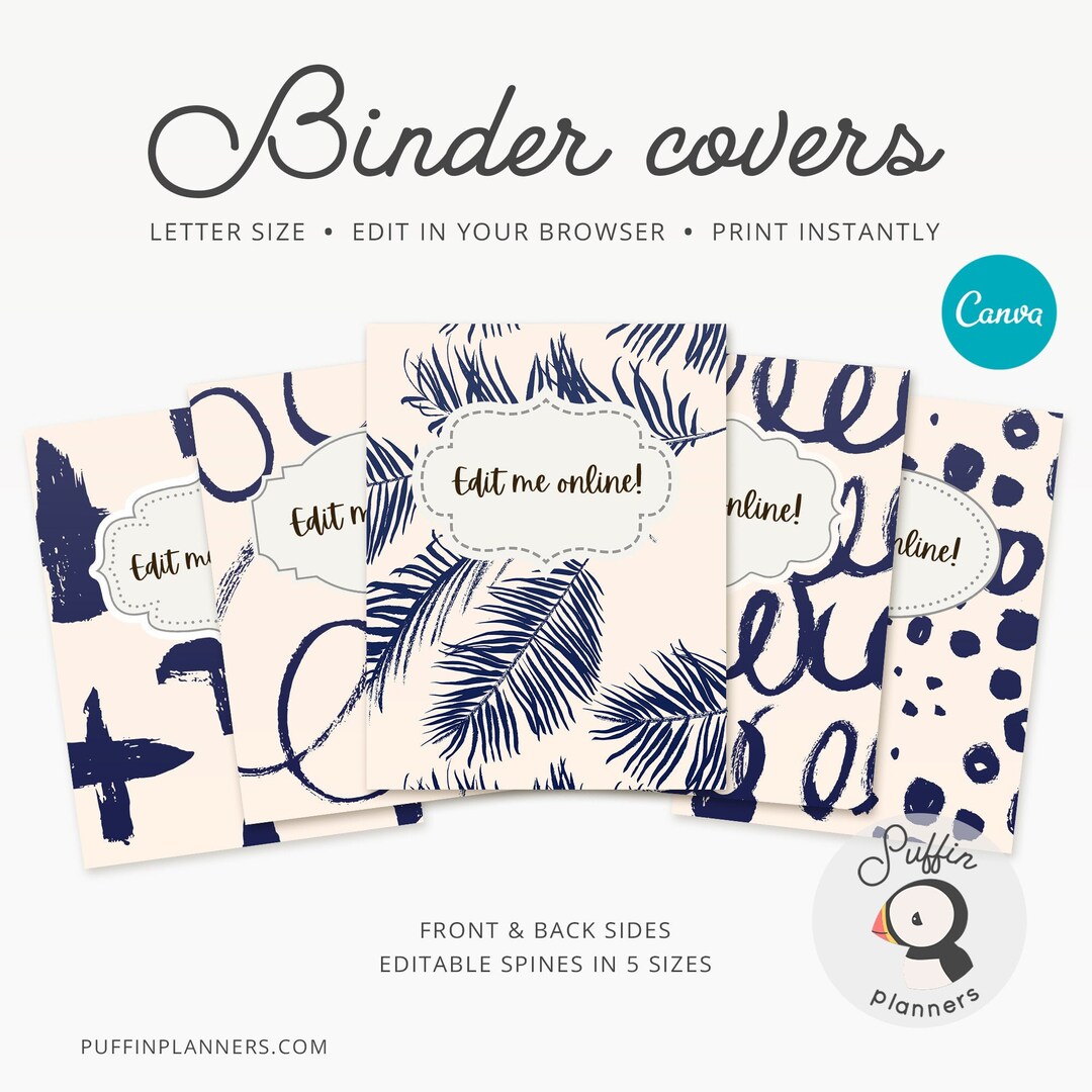 Binder Cover Printable Editable, Canva, Binder Insert, Planner Cover ...