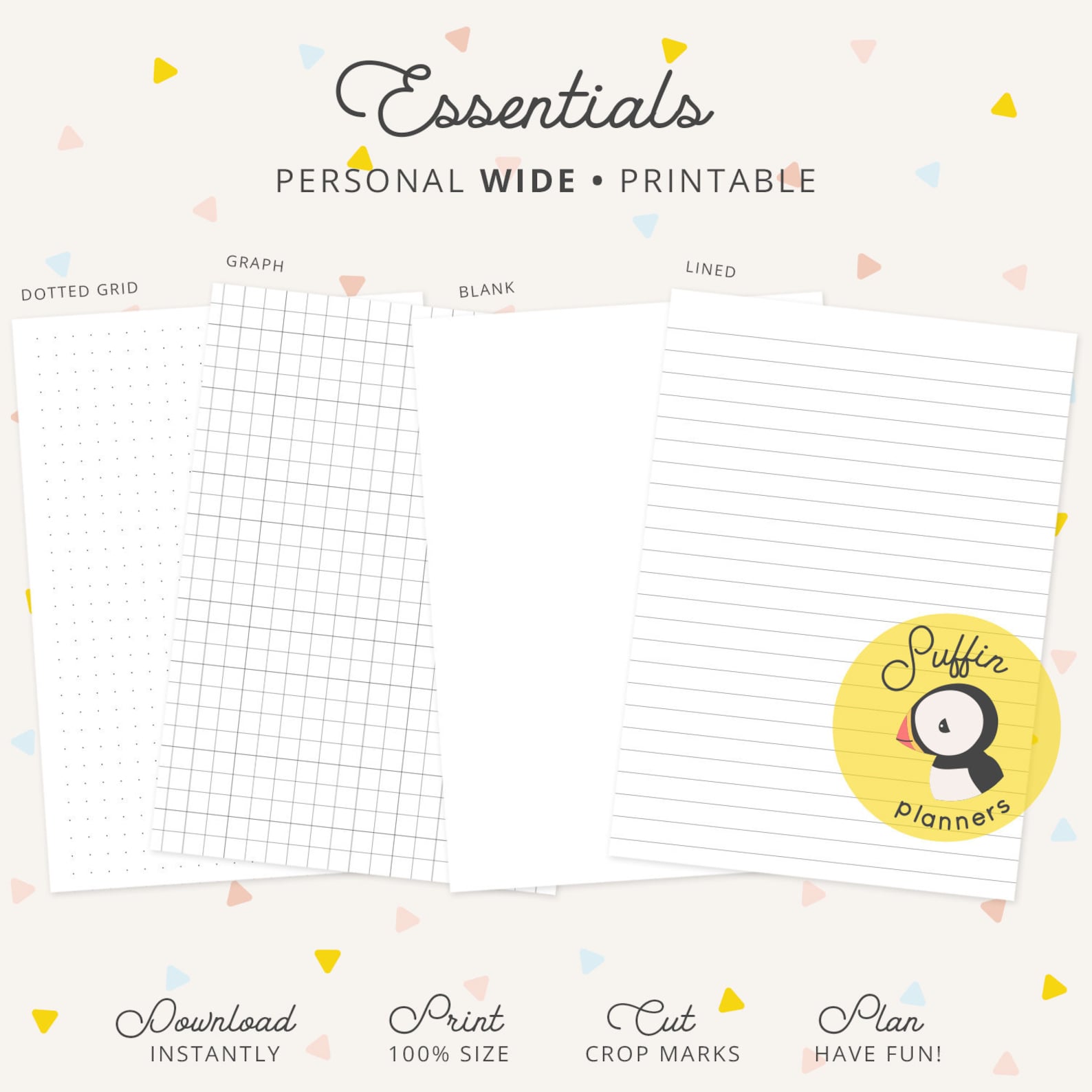 Personal Wide Ring Printable Note Pages, Dotted Grid, Lined Paper ...
