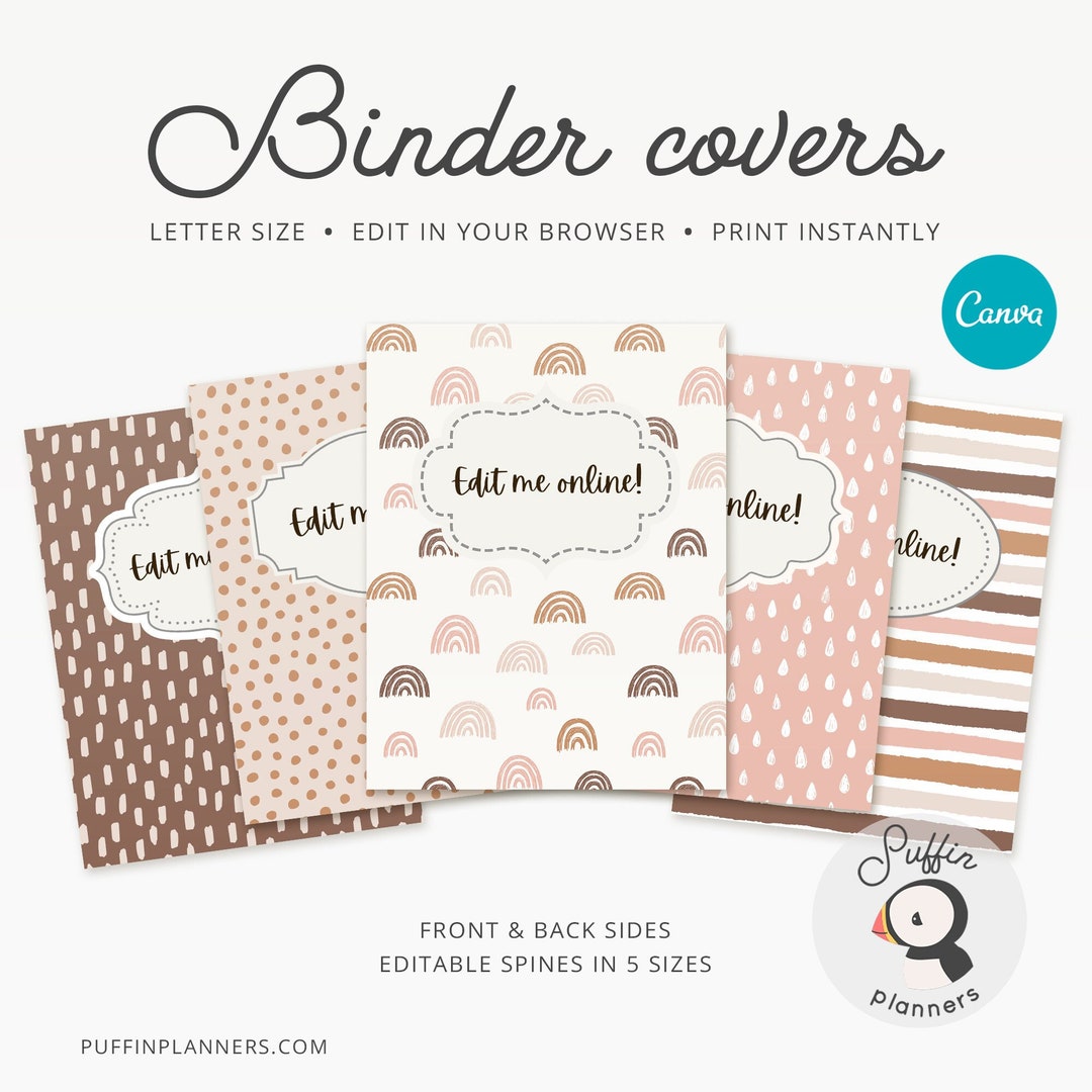 Binder Cover Printable Editable, Canva, Binder Insert, Planner Cover ...
