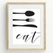 Eat Print, Kitchen Wall Art, Cutlery Art Print, Printable Digital ...