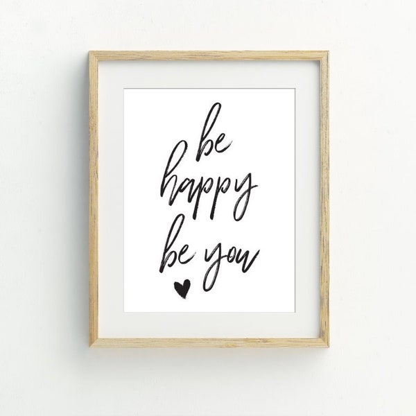 Be Happy Wall Art - Etsy