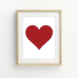 Red Heart Print, Heart Printable Wall Art, Heart Poster, Valentines Day ...