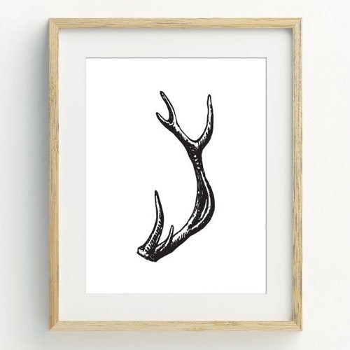 Antlers Prints Woodland Wall Art Antler Printable Digital - Etsy