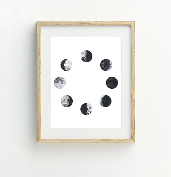 Moon Phases Art Print Moon Wall Art Moon Printable | Etsy