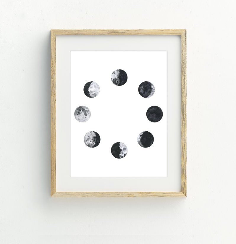 Moon Phases Art Print Moon Wall Art Moon Printable | Etsy